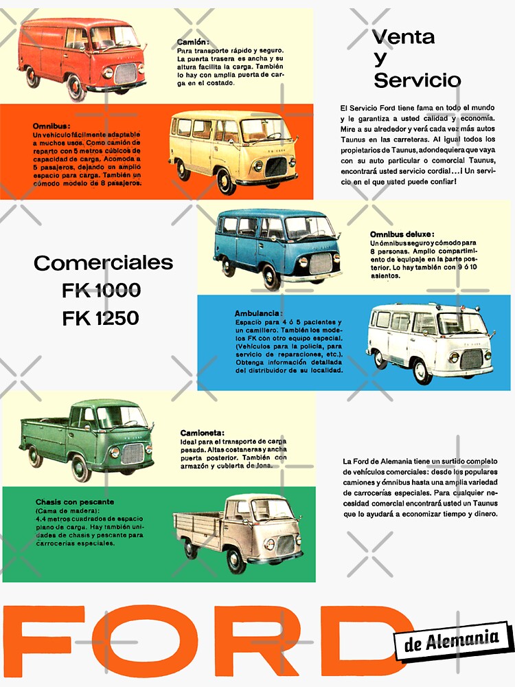 "FORD TAUNUS VAN - SPANISH AD" Sticker by ThrowbackM3 | Redbubble