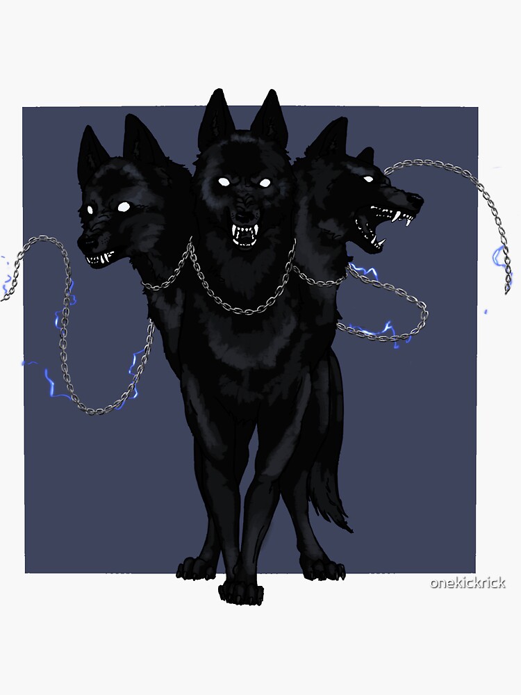"Electric Cerberus" Sticker by onekickrick | Redbubble