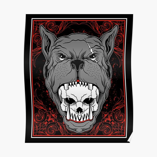 Póster «Perro Pitbull come cabeza de calavera» de Hartics | Redbubble