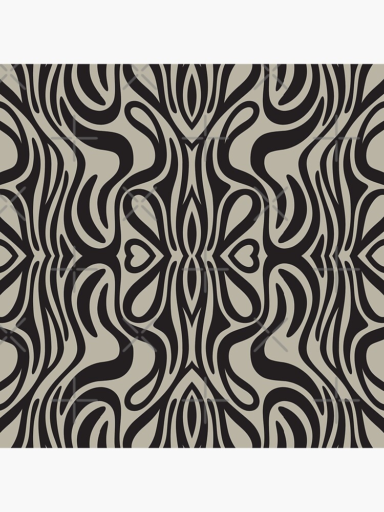 "Retro Liquid Swirl Pattern Design In Black And Almond Cream Color ...