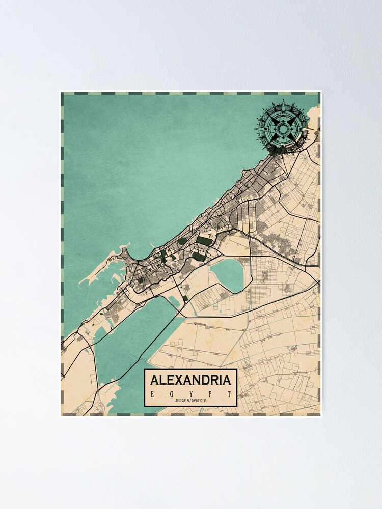"Alexandria City Map of Egypt - Vintage" Poster by deMAP | Redbubble