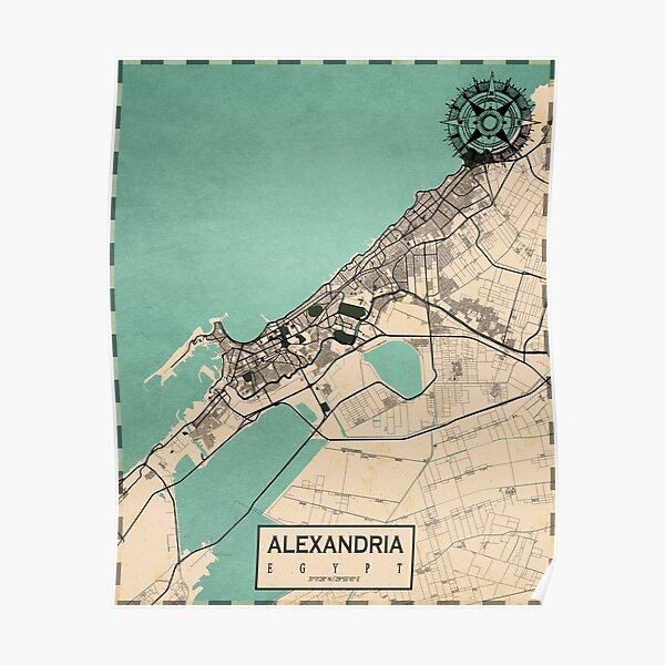 "Alexandria City Map of Egypt - Vintage" Poster by deMAP | Redbubble