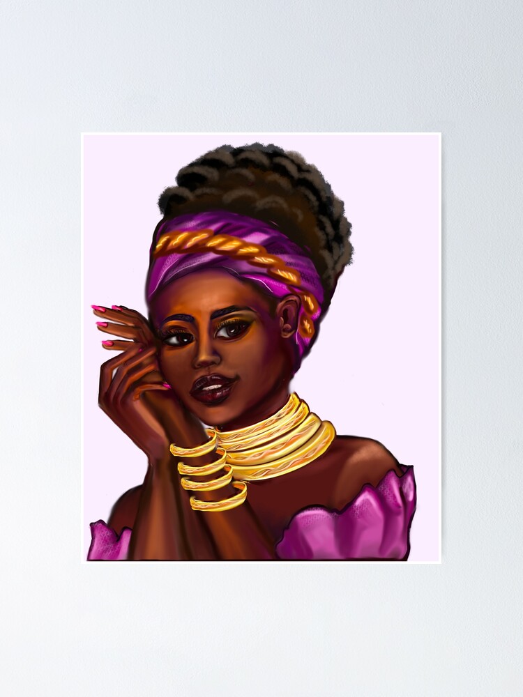 "Afro Queen Black is beautiful anime manga black girl with Gold bangles ...