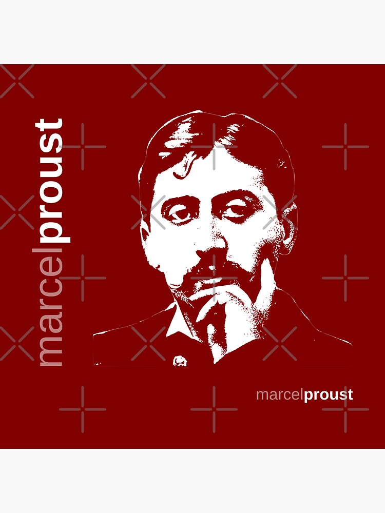 "Classic Marcel Proust poster (red)" Sticker by CMYKStudio | Redbubble