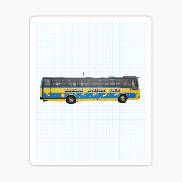 "Magical Mystery Tour Bus" Sticker by TeaMugPhrases | Redbubble