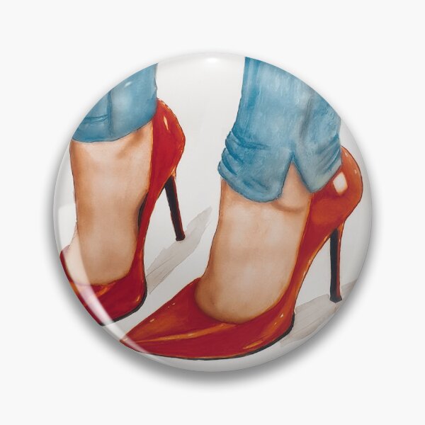"Red heel shoe" Pin for Sale by Artsarark | Redbubble