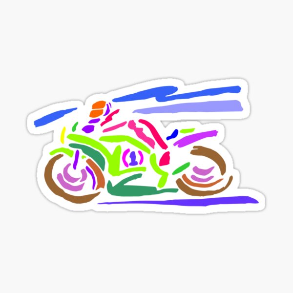 "Motorcycle in Motion, Racing - Rainbow Racer Motor Bike" Sticker by ...