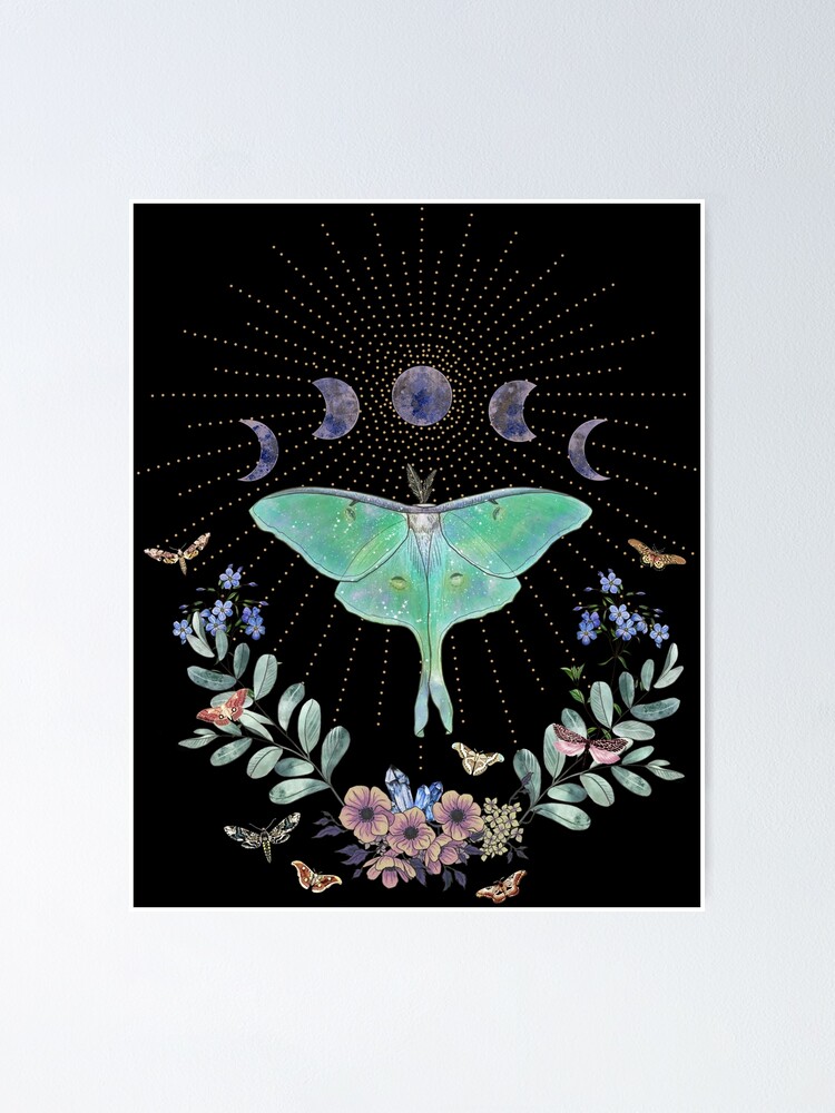 "Luna Moon Moth with Flowers" Poster for Sale by MugDesignStore | Redbubble