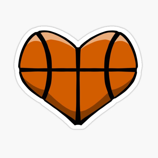 "Basketball Heart" Sticker for Sale by RustyBucketInk | Redbubble
