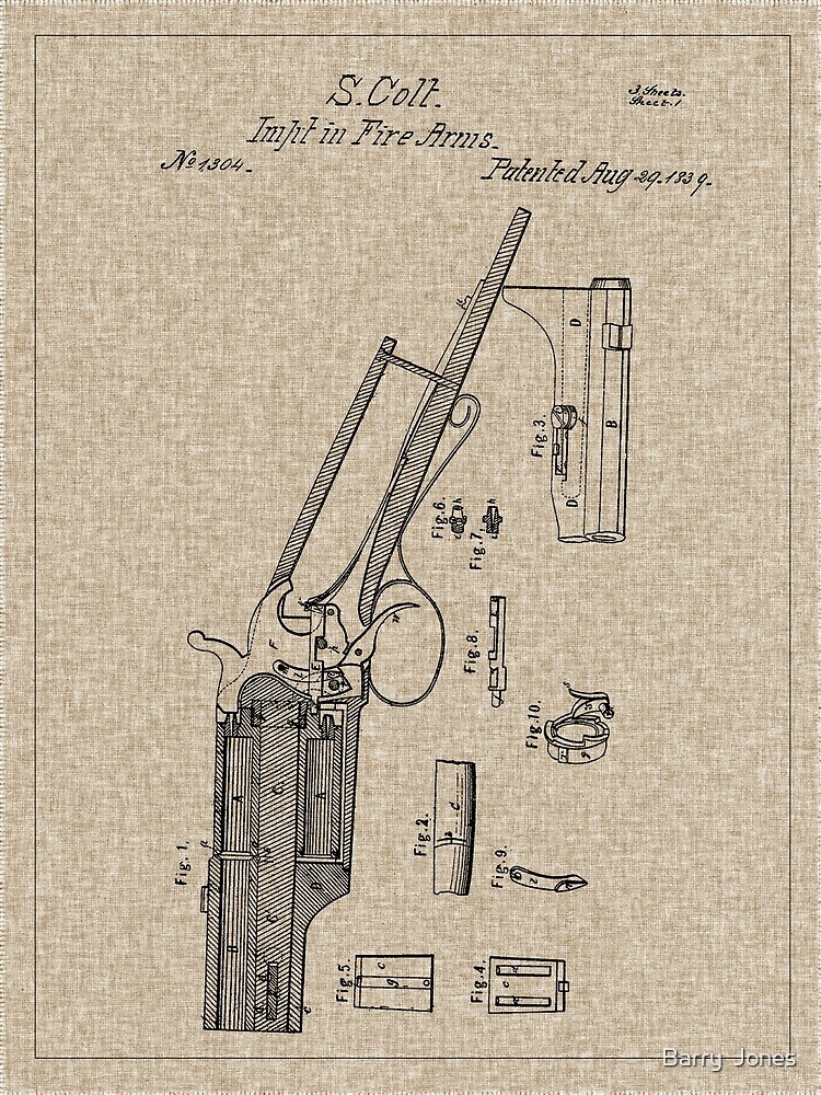 "1839 Colt Firearm Patent" Framed Art Print for Sale by barrysart ...