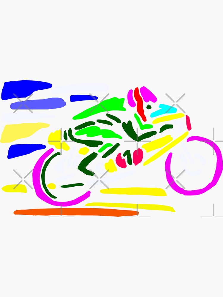 "Motorcycle in Motion, Wheelie - Rainbow Racer Motor Bike" Sticker by ...