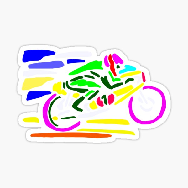 "Motorcycle in Motion, Wheelie - Rainbow Racer Motor Bike" Sticker by ...