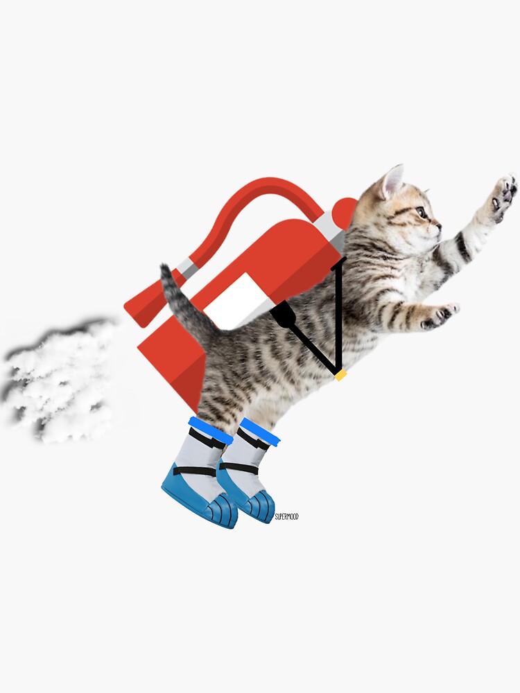 "Fly cat" Sticker for Sale by Supermood | Redbubble