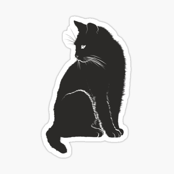 "Black cat drawing" Sticker for Sale by Grr23 | Redbubble