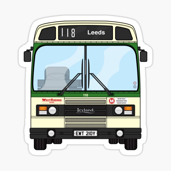 "West Riding Leyland National mk2 EWT210Y Retro Illustration" Sticker ...