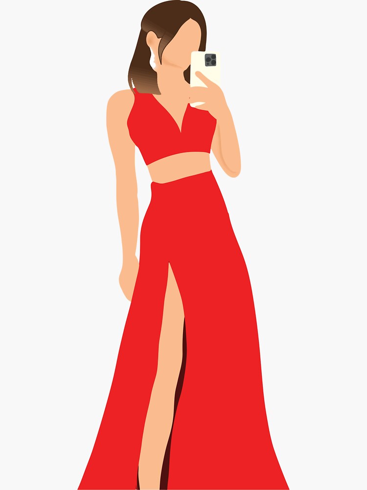 "Girl in a fancy red dress " Sticker by Redd-bbubble | Redbubble