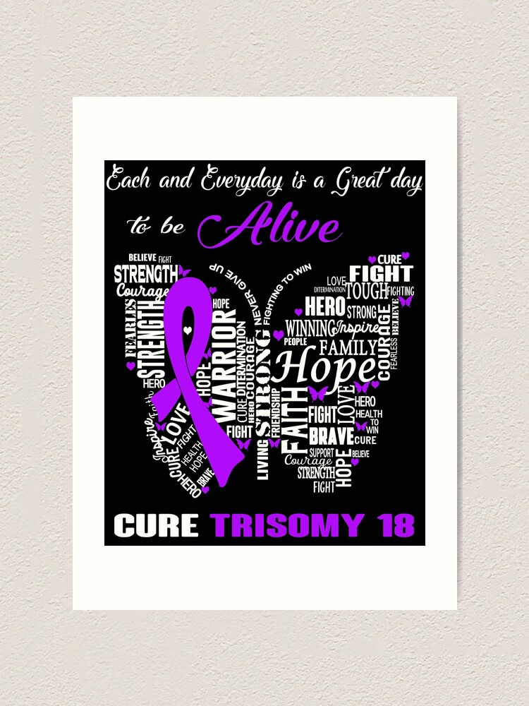 "Butterfly Ribbon Cure Trisomy 18 Awareness" Art Print for Sale by ...