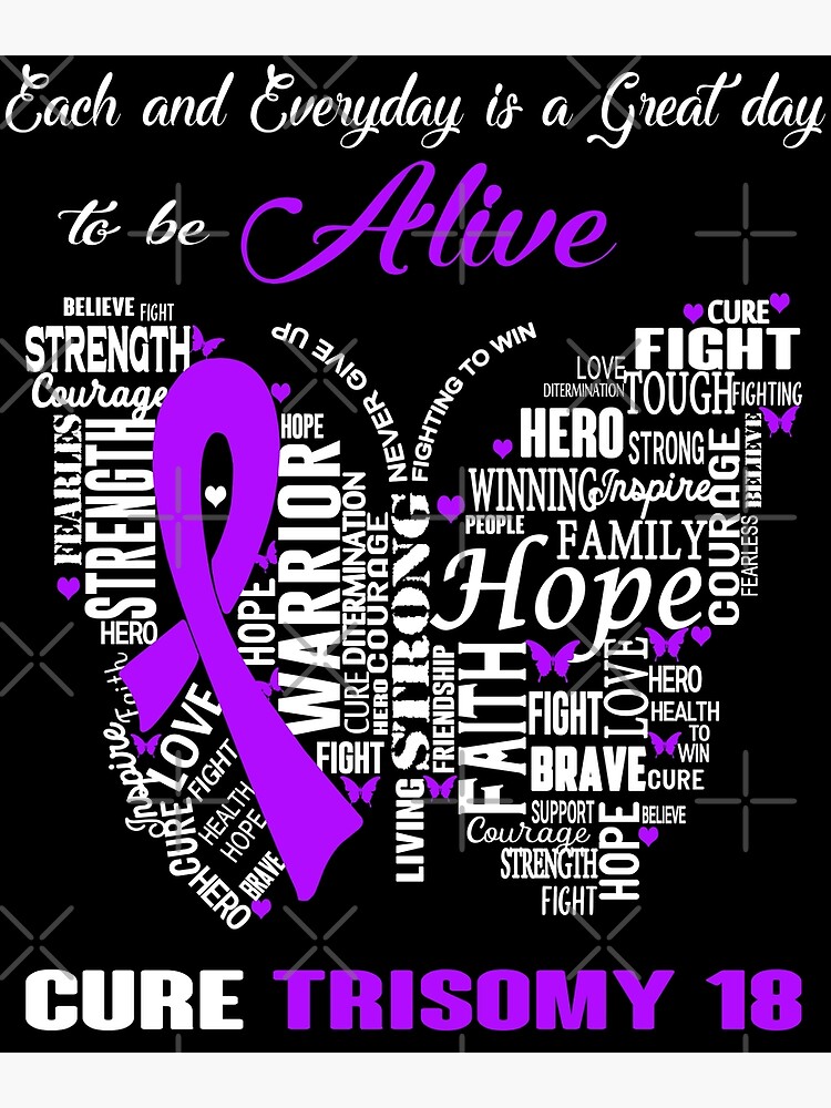 "Butterfly Ribbon Cure Trisomy 18 Awareness" Art Print for Sale by ...