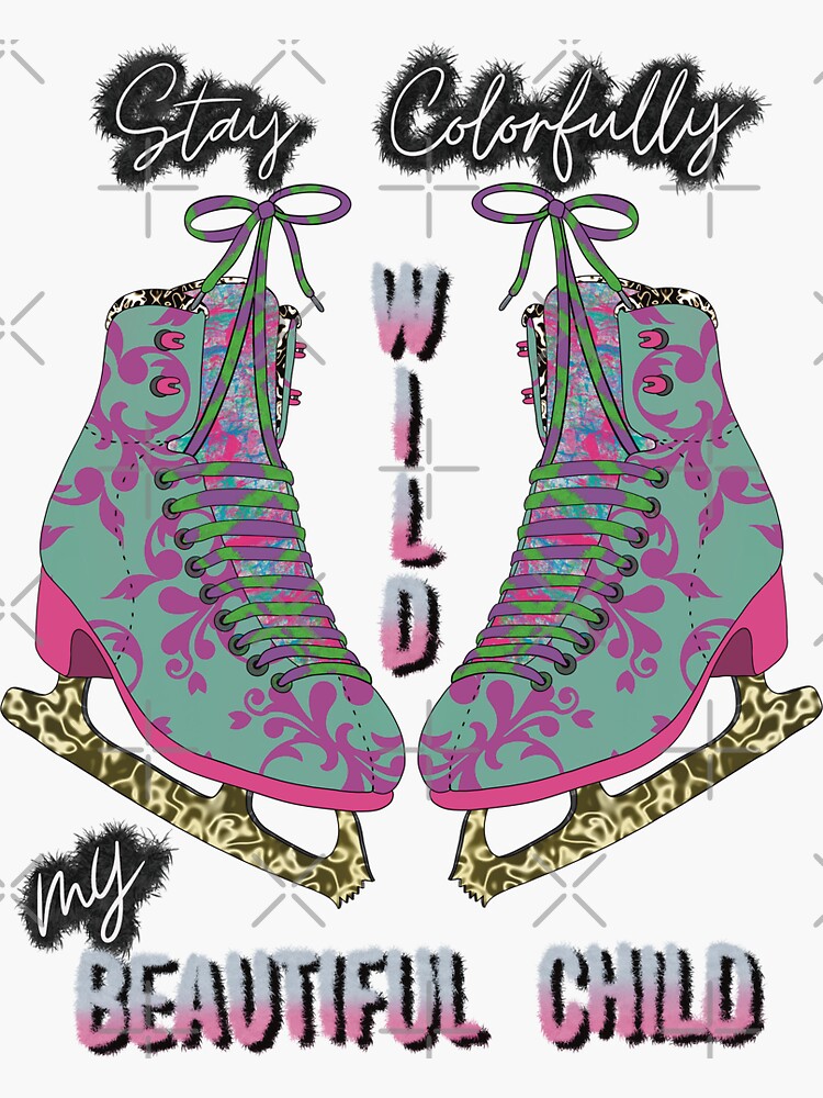 "Figure Skates Wild Child" Sticker by TheMeltedCone | Redbubble