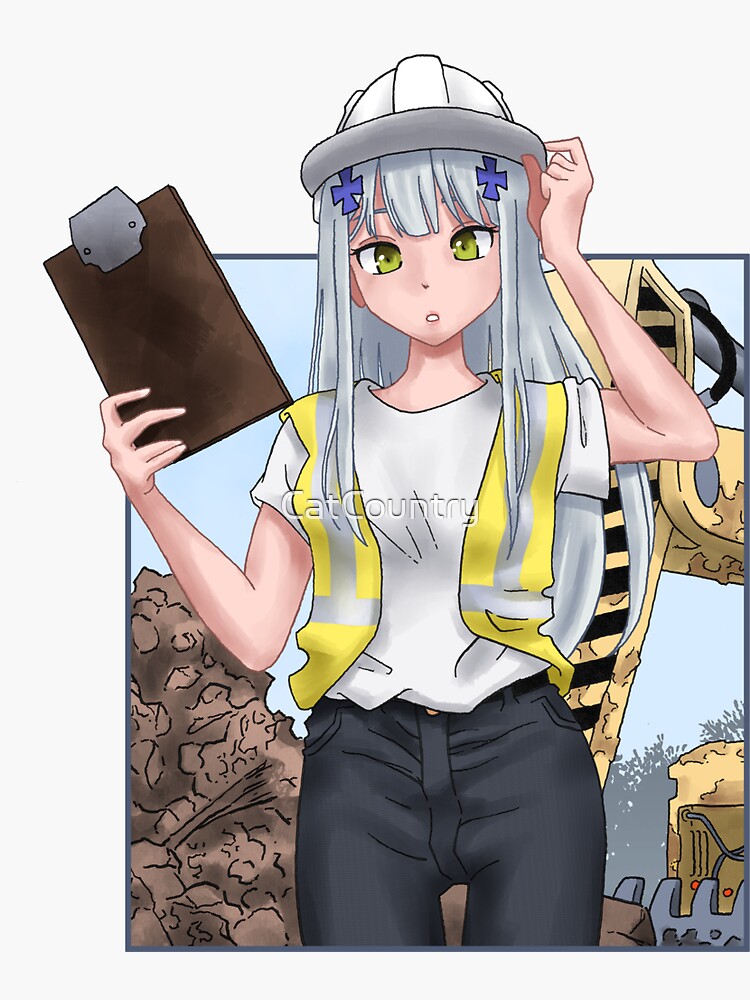 "Construction Girl 416" Sticker for Sale by CatCountry | Redbubble
