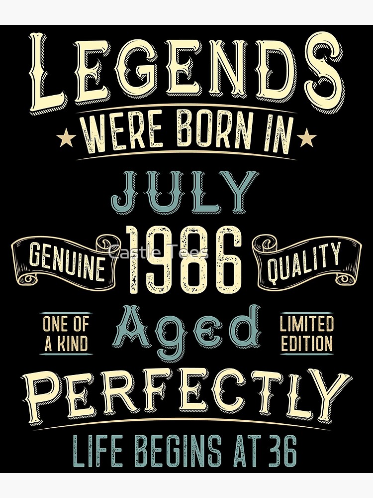 "Vintage July 1986 36Th Birthday 36 Year Old Men Women" Poster by ...