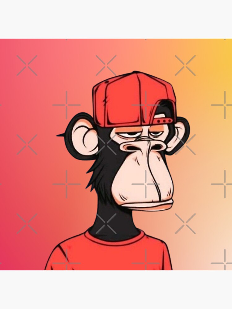 " Monkey NFT#01 ,red hat" Sticker by sticker--Art | Redbubble