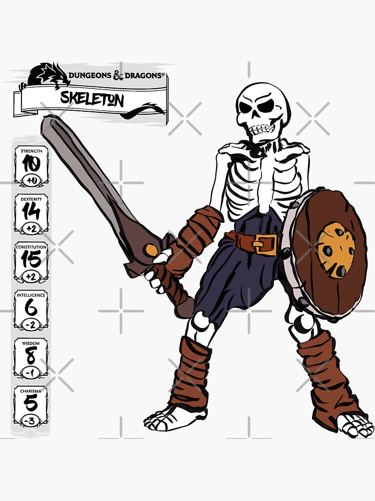 "DND Skeleton Stats" Sticker for Sale by Black-Orc | Redbubble
