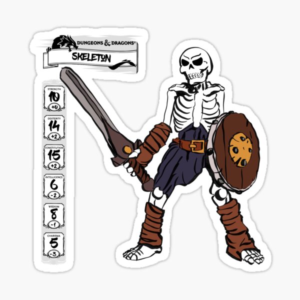 "DND Skeleton Stats" Sticker for Sale by Black-Orc | Redbubble