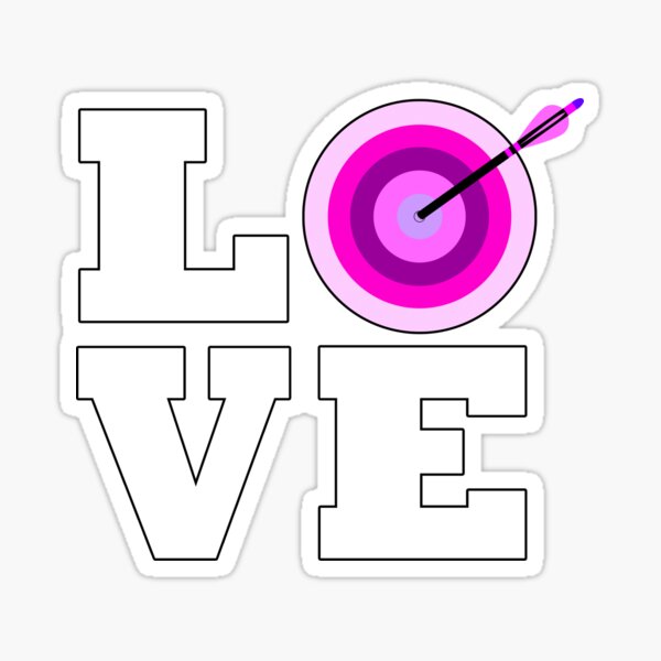 "Pink Archery LOVE Girls Bow and Arrow Shooting Target" Sticker by ...