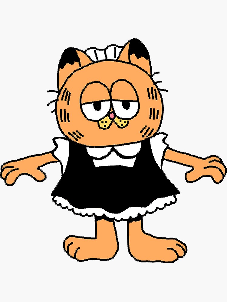 "maid outfit garfield" Sticker for Sale by zSkulli | Redbubble