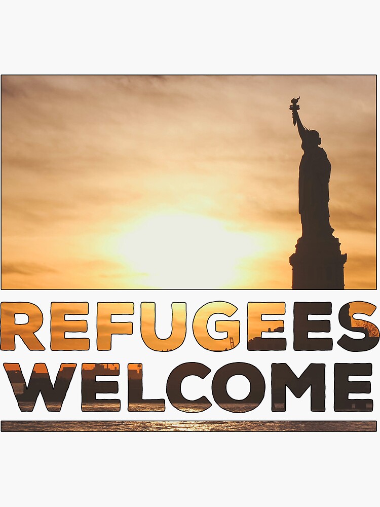 "Refugees Welcome Statue of Liberty" Sticker for Sale by easyfuntees ...