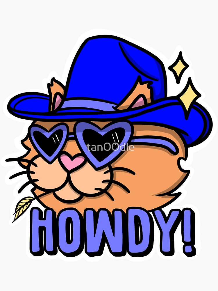"Howdy, Cowboy Cat - Blue" Sticker by tan00dle | Redbubble