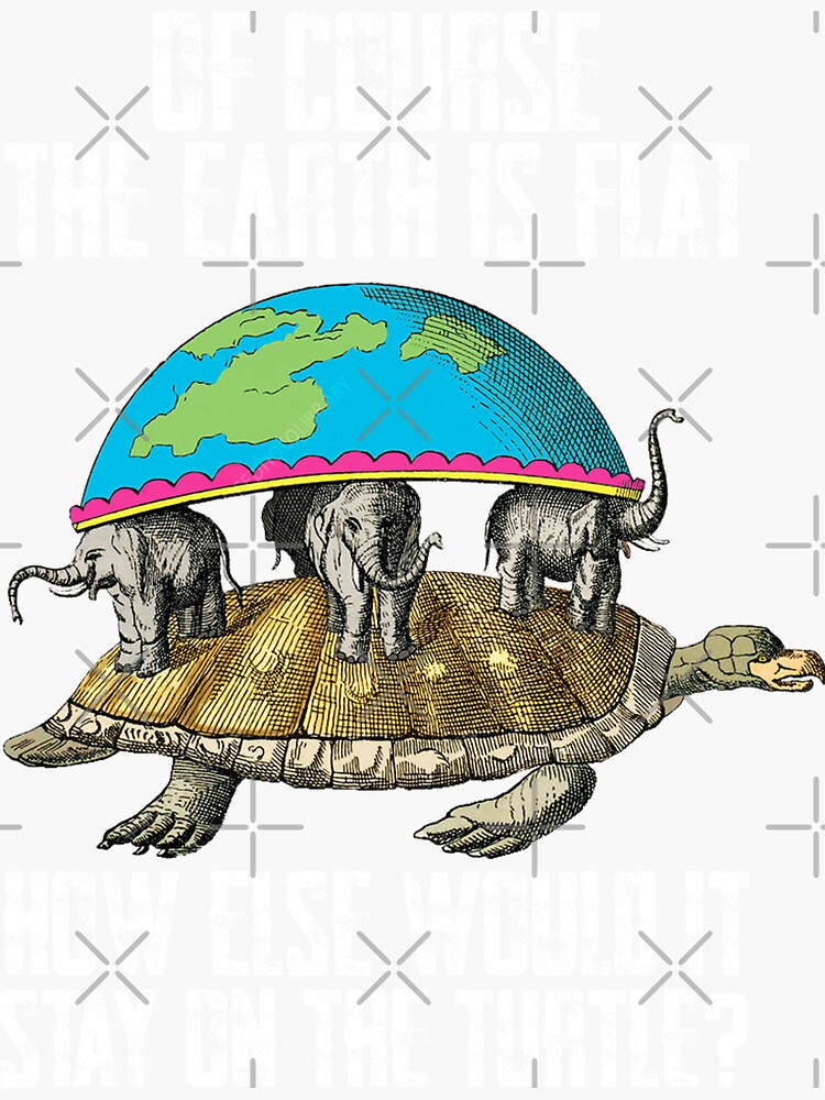 "Flat Earth Society Turtle Elephants " Sticker by JeremyxNorton | Redbubble