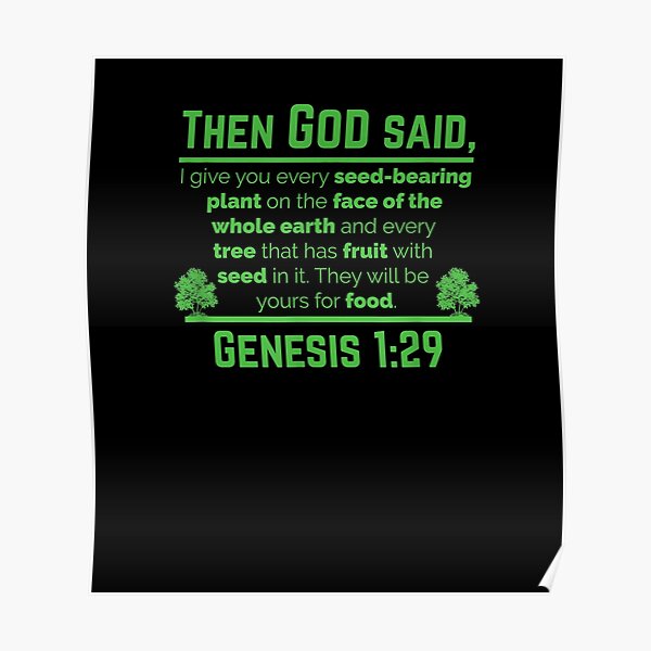 Póster «Génesis 1_29 Dieta a base de plantas Vegano Vegetariano Amantes ...
