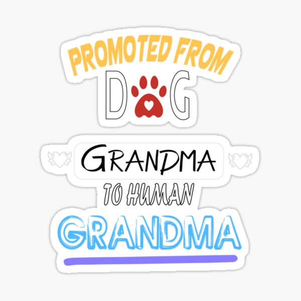 "Promoted From Dog Grandma To Human Grandma " Sticker for Sale by ...