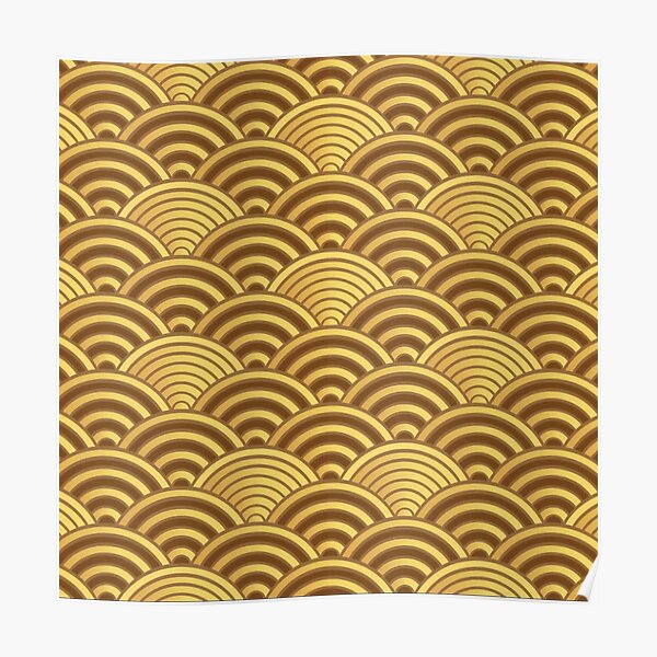 "Moss Gold Yellow seigaiha japanese wave pattern" Poster for Sale by ...