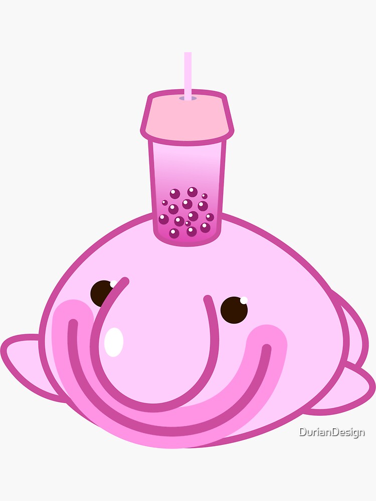 "Boba Bubble Tea Blob Fish" Sticker by DurianDesign | Redbubble