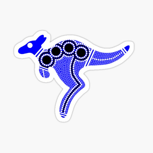 "Authentic Aboriginal Art - Blue Kangaroo" Sticker by HogarthArts ...