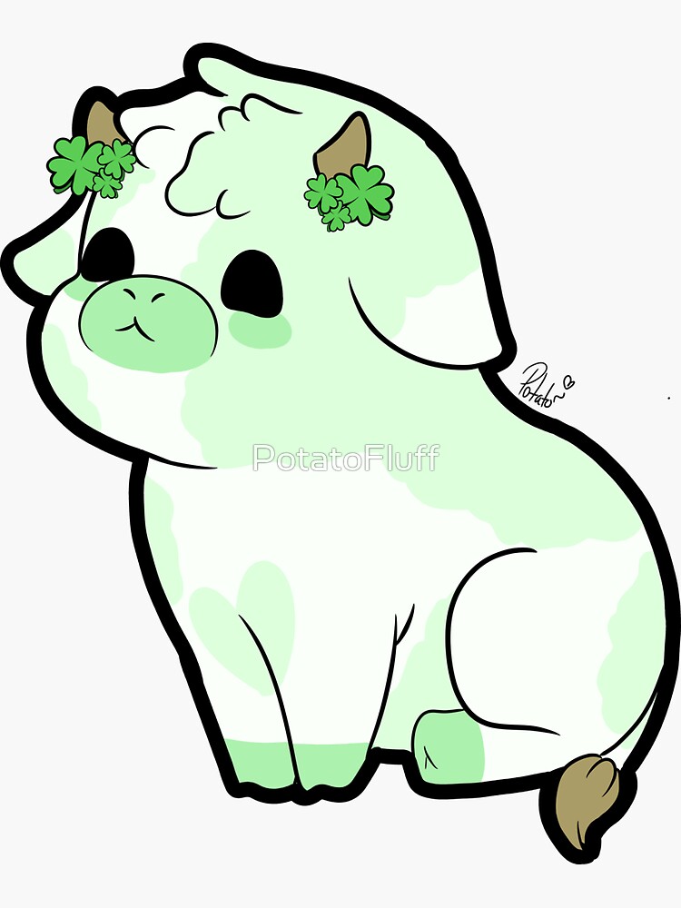 "Shamrock Cow 5" Sticker by PotatoFluff | Redbubble