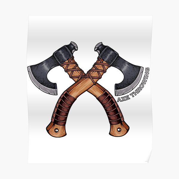 "Axe Throwing T-ShirtCrossed Axes - Axe Throwing" Poster for Sale by ...