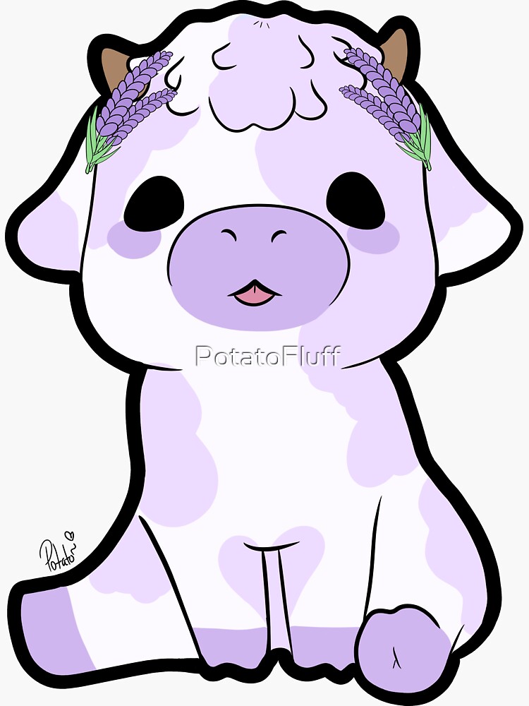 "Lavender Cow 1" Sticker for Sale by PotatoFluff | Redbubble