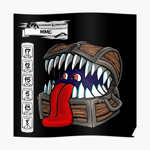 "DND Mimic Stats" Poster for Sale by Black-Orc | Redbubble
