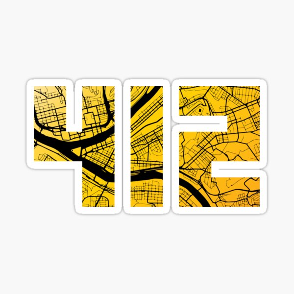 "Pittsburgh 412 Map Sticker" Sticker by DennisWinte | Redbubble