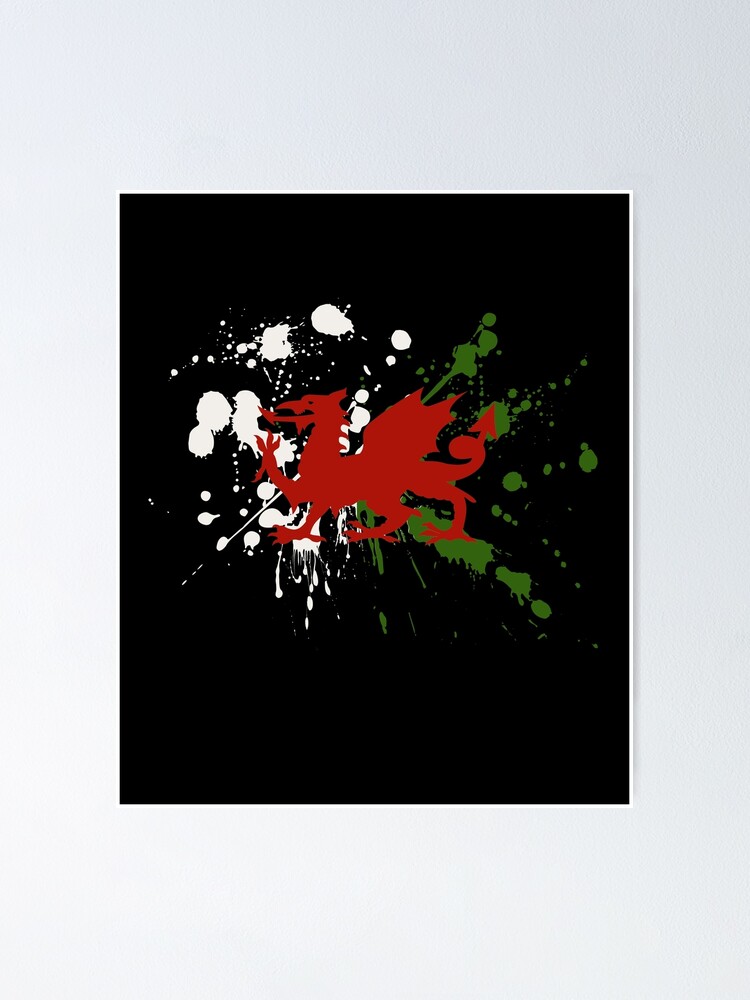 "Wales Welsh Flag, y ddraig goch, Cymru, Welsh dragon paint splash ...