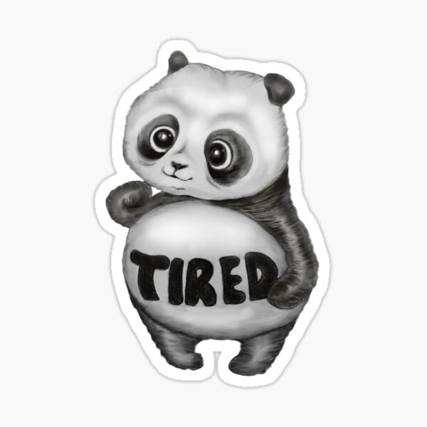 "Tired Pand" Sticker by Vollies | Redbubble