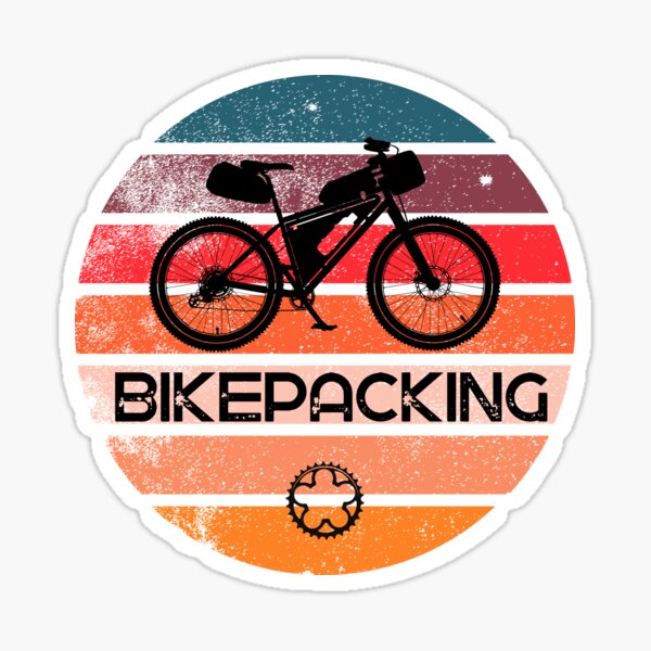 "Bikepacking, retro sunset" Sticker by PlanBesser | Redbubble