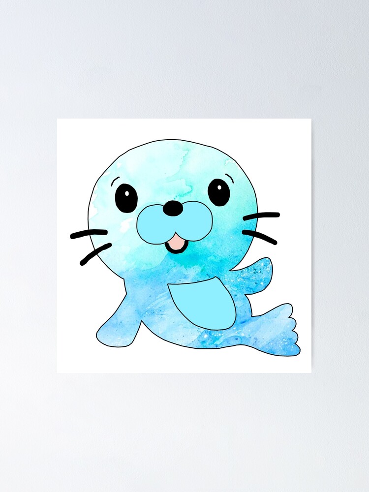 Póster «pequeña foca feliz (edición en acuarela)» de ShipsinParadise ...