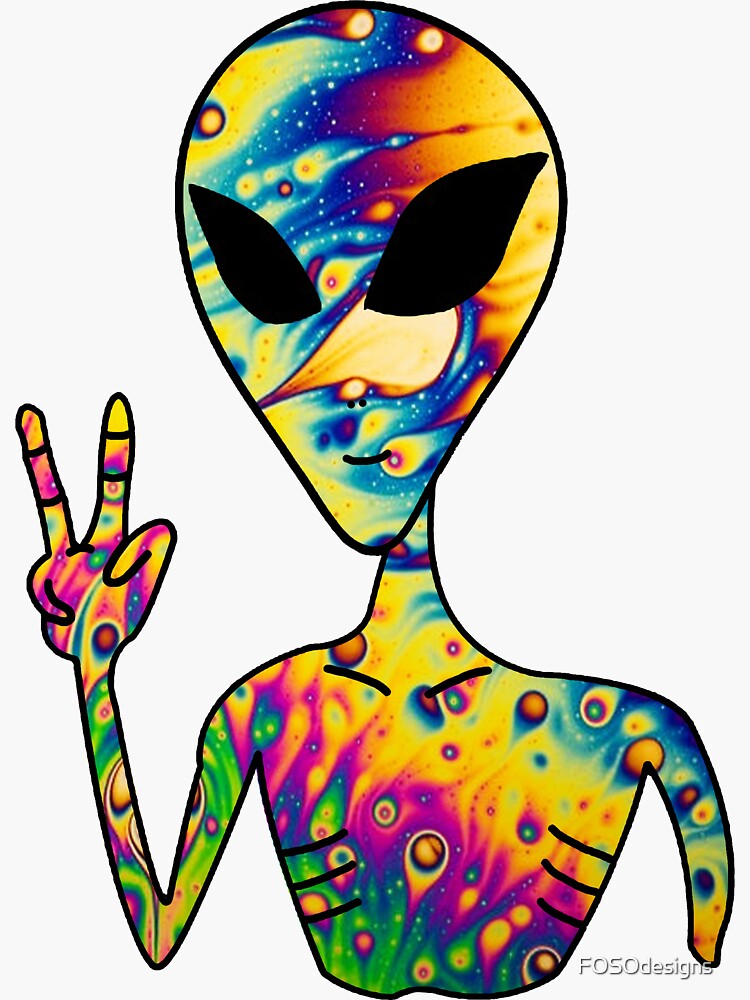 "Trippy Alien 12" Sticker by FOSOdesigns | Redbubble