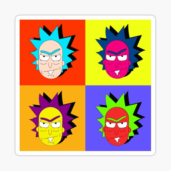 "Rick Sanchez Warhol fan artwork" Sticker by PrintByOrderDK | Redbubble