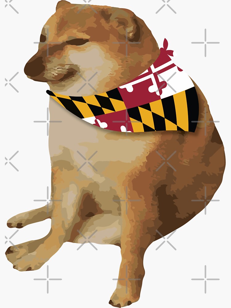 "Maryland Cheems - Sitting Shiba Inu Meme" Sticker by HoneyKiwi | Redbubble